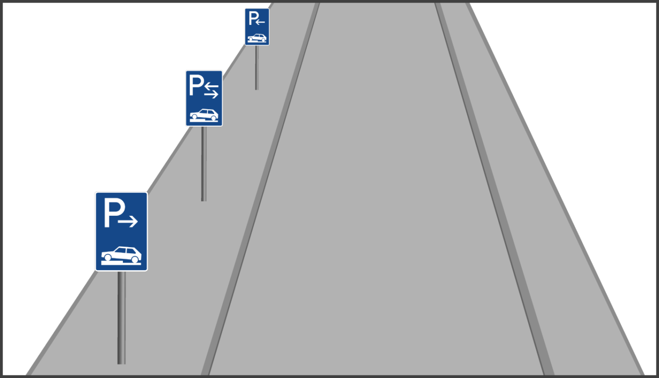 Zeichen 315: Vorgeschriebene Aufstellungsarten im Überblick – stvo2Go