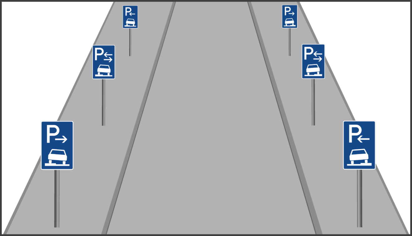 Zeichen 315: Vorgeschriebene Aufstellungsarten im Überblick – stvo2Go